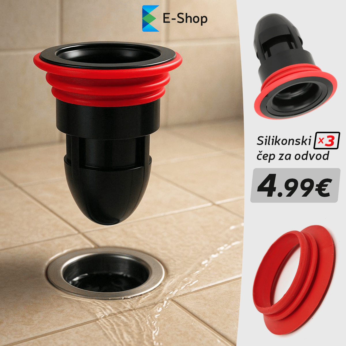 Silikonski Čep Za Odvod- 3 Kom - E-SHOP HRVATSKA